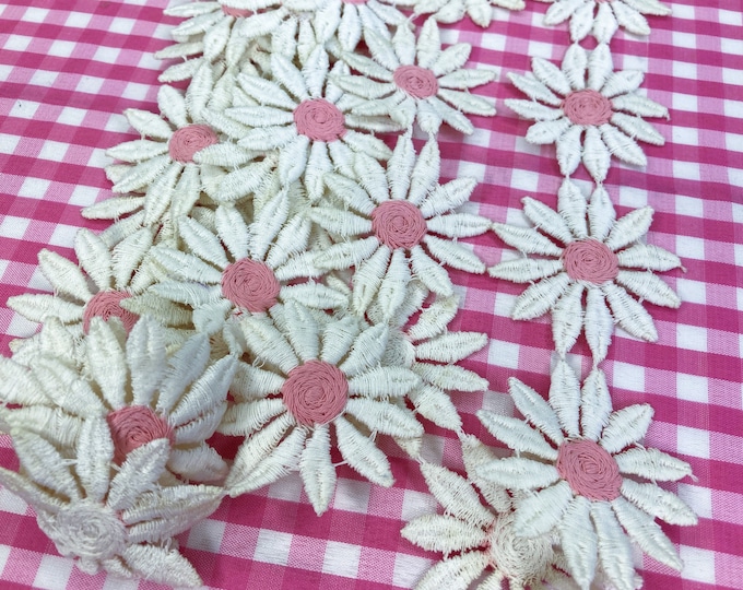 Daisy Chain Trim, Vintage Daisy Trim, Jumbo Daisies, Embroidered Flower ...