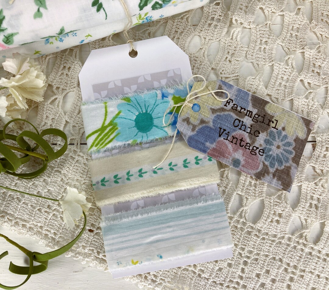 Hand Torn Fabric Ribbon-vintage Sheet Fabric Ribbon-floral Frayed ...