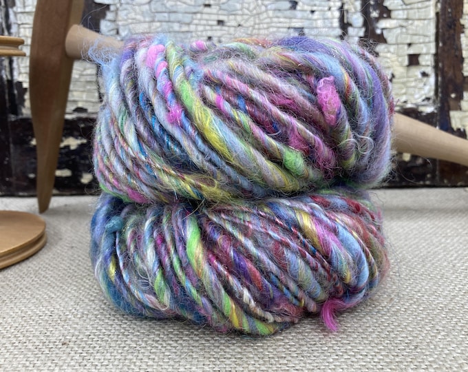 Hand Spun Art Yarn, Bulky Handspun Yarn, Thick and Thin, Chunky Sparkly ...