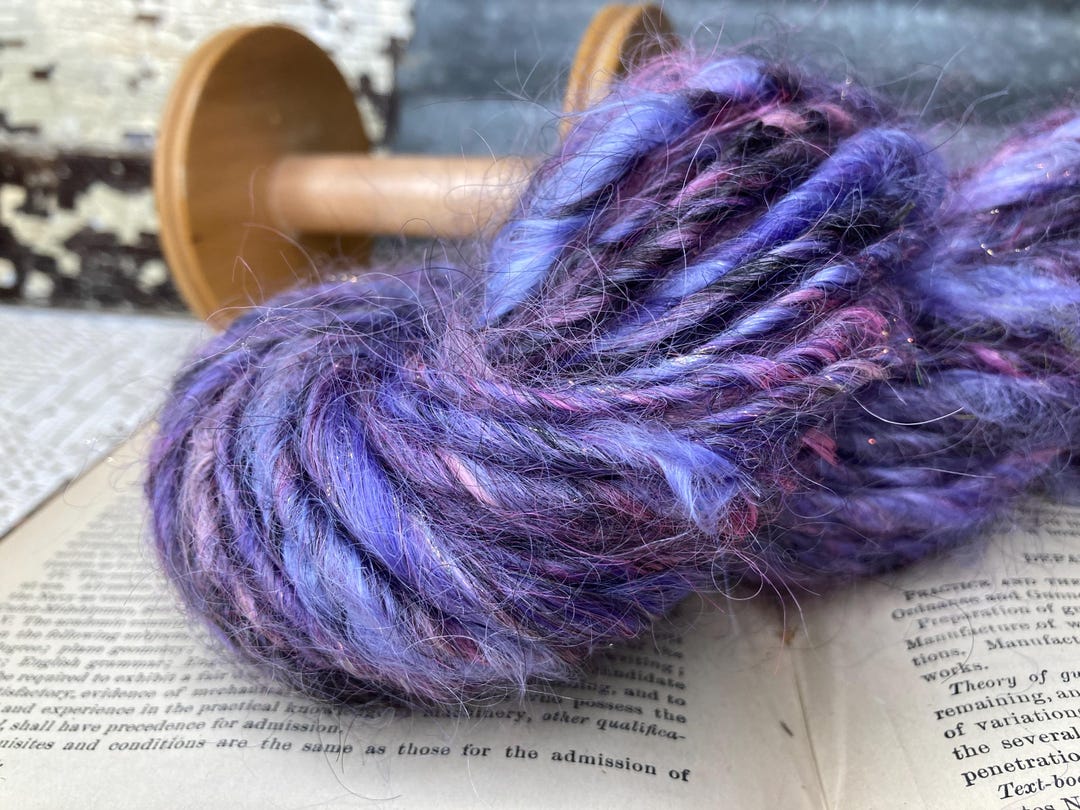 Hand Spun Art Yarn, Bulky Handspun Yarn, Thick and Thin, Sparkly ...