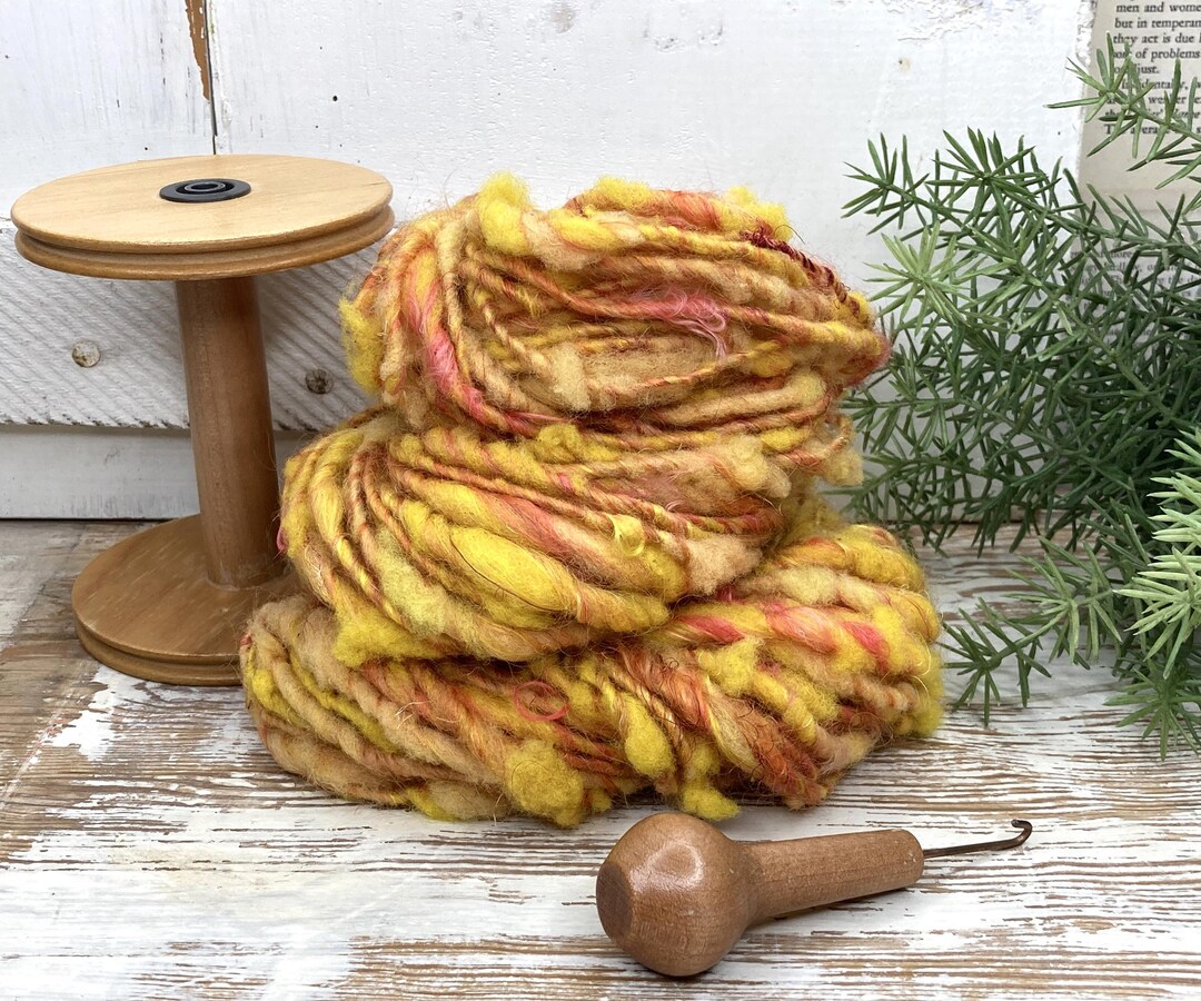 Hand Spun Art Yarn, Bulky Chunky Wool, Indie Dyed, 2 Yards - Etsy