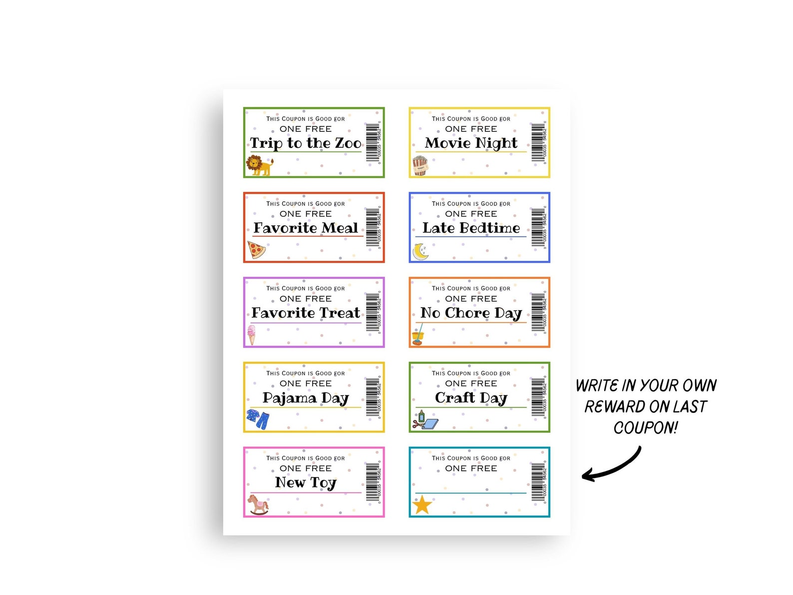 Kids Reward Coupons, Printable Reward Coupons, Coupon Book for Kids ...