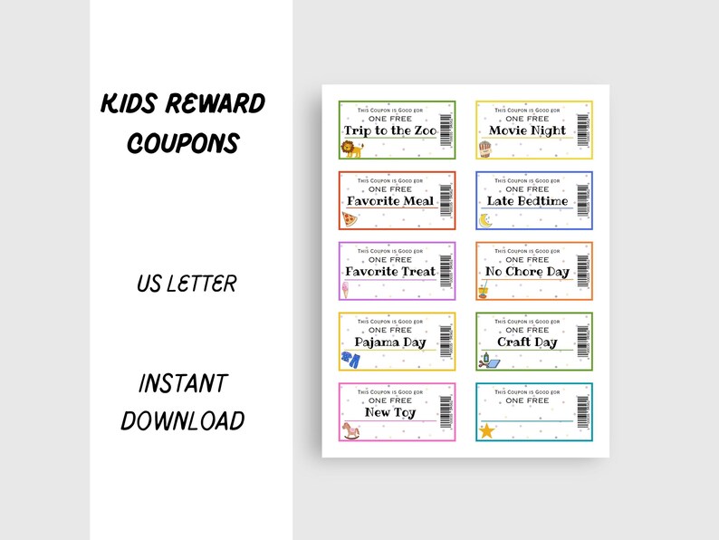 Kids Reward Coupons, Printable Reward Coupons, Coupon Book for Kids ...