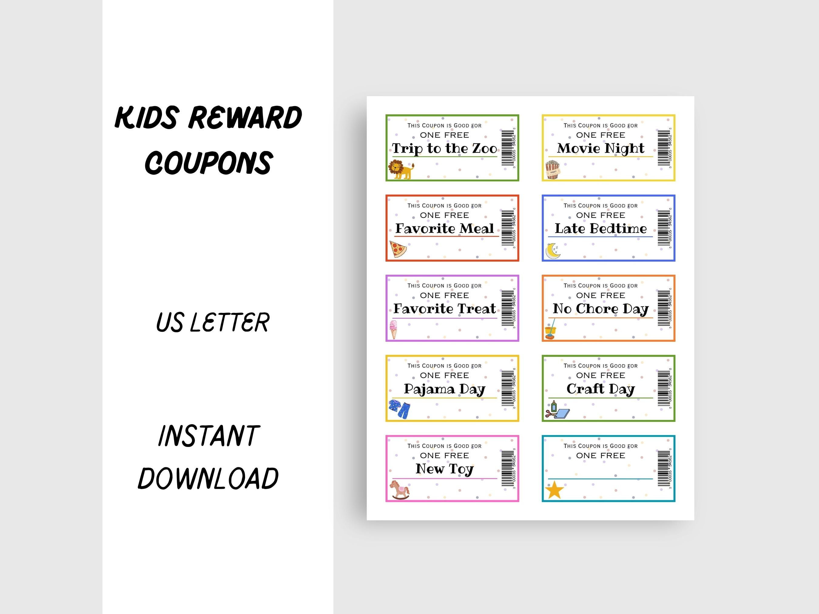 Kids Reward Coupons, Printable Reward Coupons, Coupon Book for Kids ...