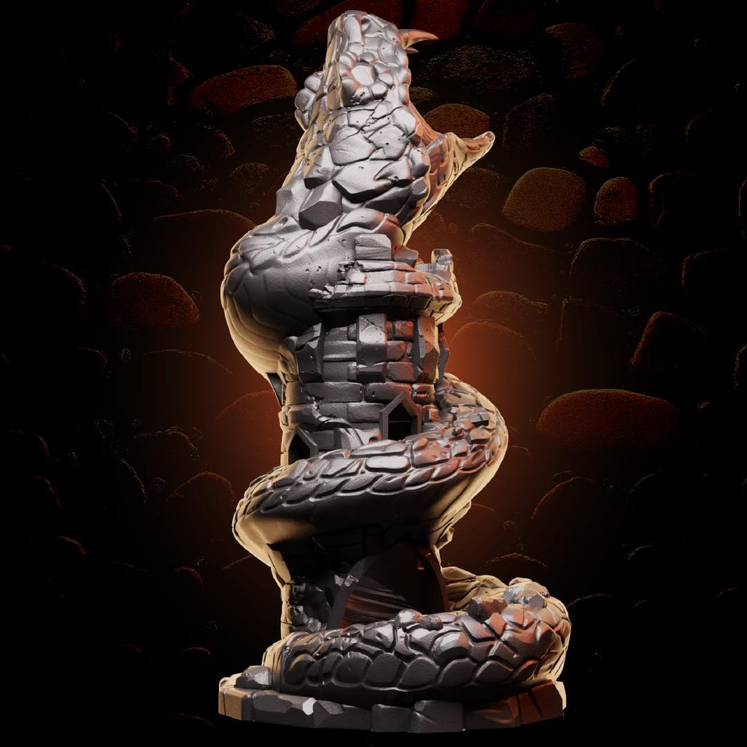 Basilisk Dice Tower TTRPG 3d-printed Accessory Dungeons and Dragons Dnd Fantasy Figures D20 Dice ...