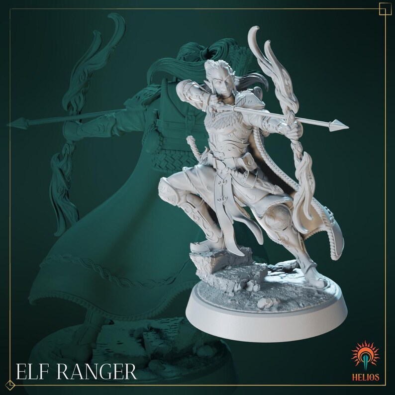 Male Elf Ranger Tabletop Roleplaying Game 3d-printed Minis Player Character Helios Tabletop - Etsy