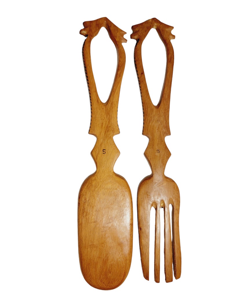 Giraffe Wooden Salad Serving Utensils, Giraffe Design, Wooden Utensils ...
