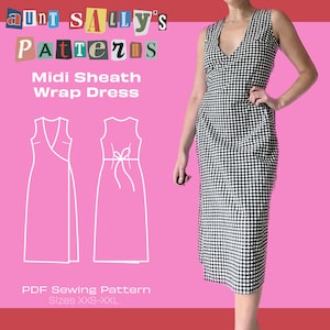 Midi Sheath Wrap Dress Pattern // Digital PDF Sewing Pattern // Women's ...