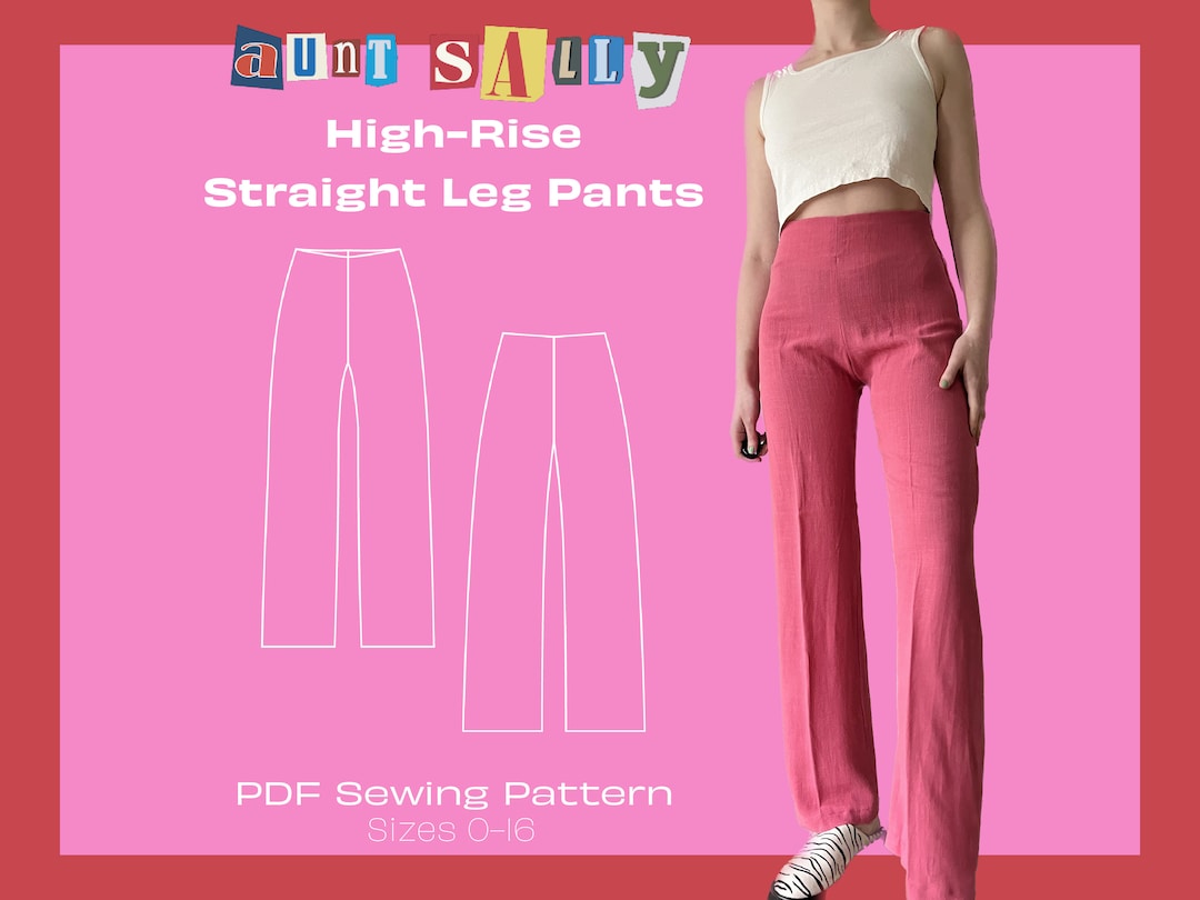 High Rise Straight Leg Pants Pattern / Digital PDF Sewing Pattern ...
