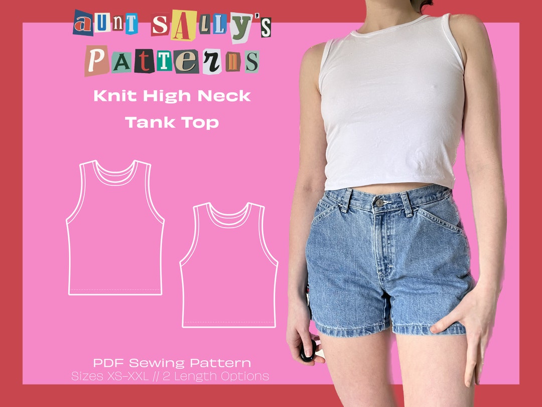 Knit High Neck Tank Top Pattern // Digital PDF Sewing Pattern // Women ...