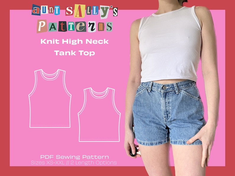 Knit High Neck Tank Top Pattern // Digital PDF Sewing Pattern // Women ...