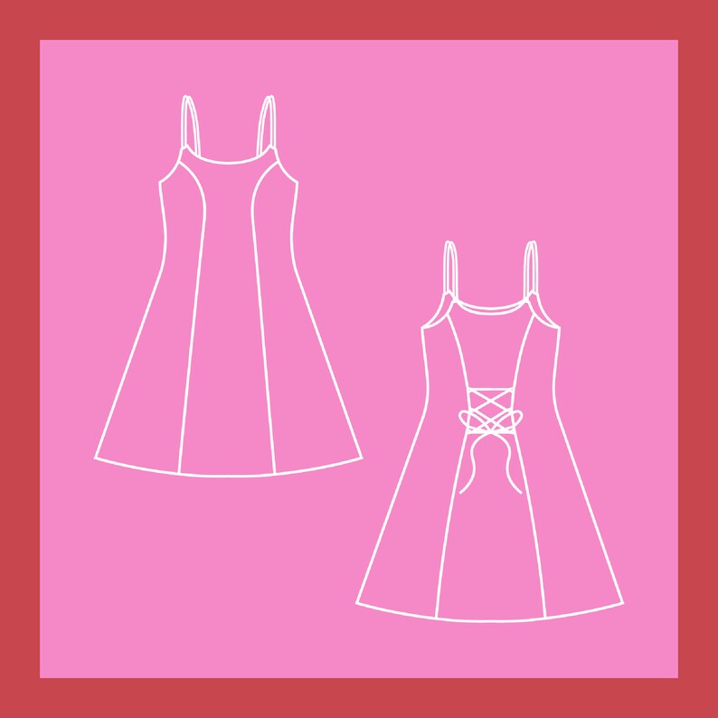 Lace-up Princess Cut Mini Dress Pattern / Digital PDF Sewing Pattern ...