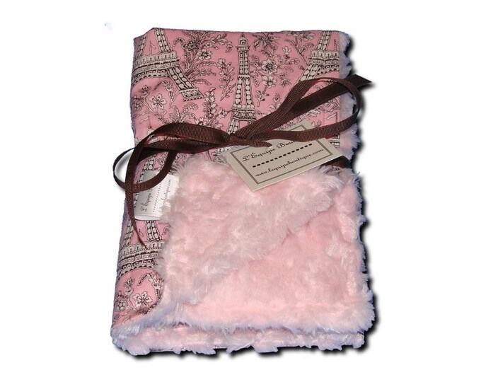 PINK PARISIAN TOILE Luxury Lovey Lovie / Binky Binkie Blanket ...