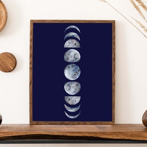 Printable Art Ink Blue Watercolor Moon Phases Print on Ink - Etsy