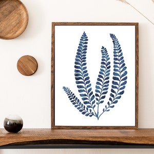 Ink Blue Fern Print Printable Art Painting Indigo Fern Leaf Prints ...