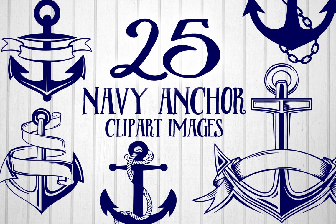 ANCHOR Clip Art Navy Blue Anchor Digital Clip Art Nautical - Etsy
