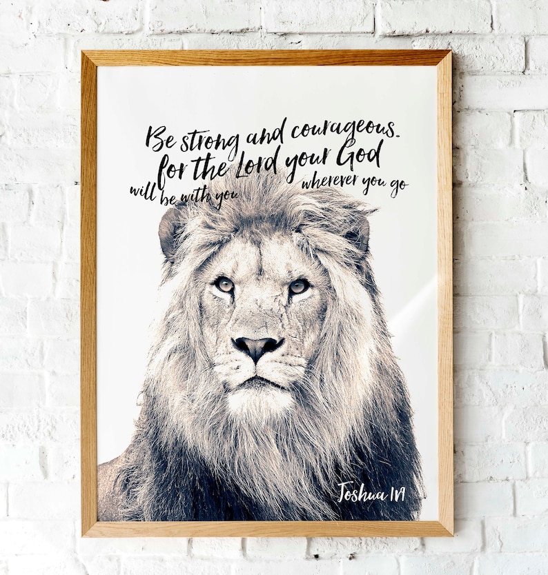 Bible Verse Lion Art Print Joshua 1v9 Scripture Printable Art - Etsy