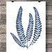 Ink Blue Fern Prints Printable Art Set of Three Indigo Fern Leaf Prints ...