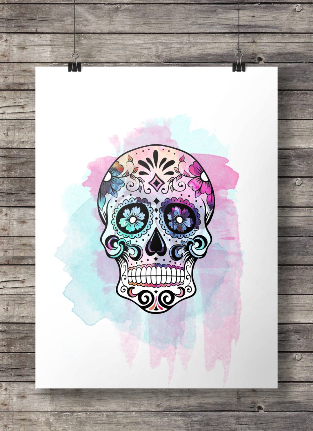 Sugar Skull Watercolor Mexican Skull Dia Di Los Muertos Watercolor ...