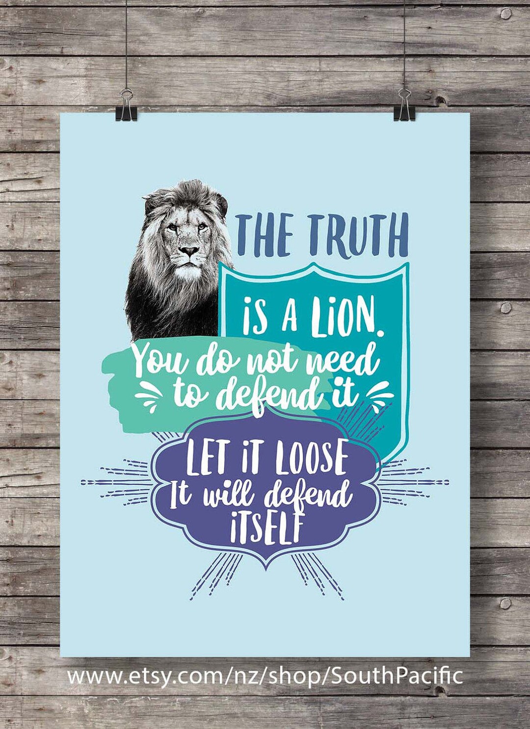 Printable Art the Truth is a Lion Let It Loose It Will Defend Itself St ...