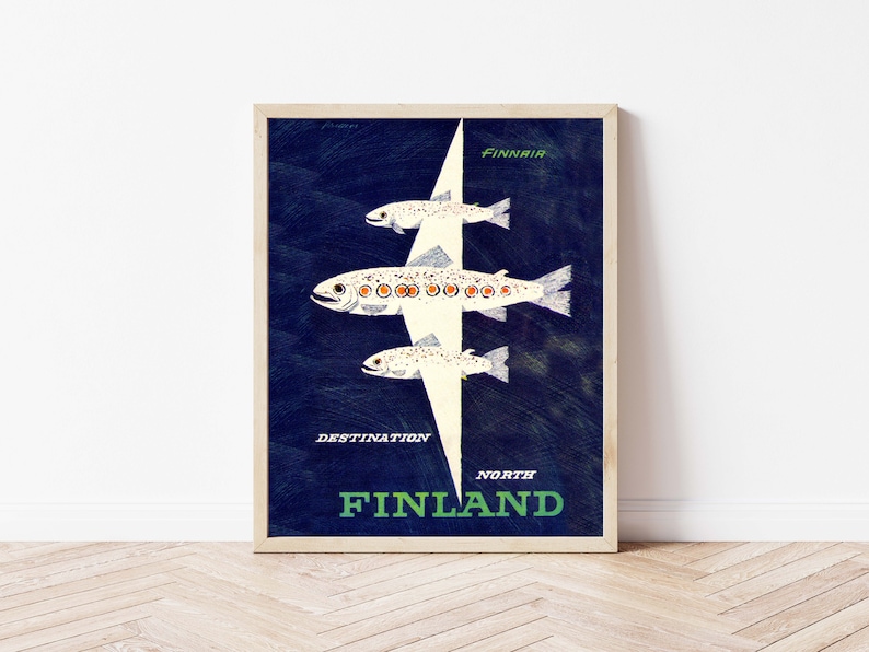 Vintage Air Finland Poster: Mid-century Modern Aviation Art (digital ...
