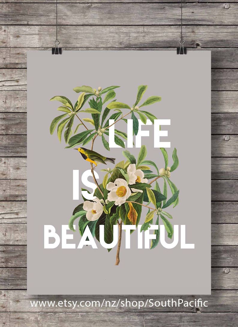 Botanical Lettering Prints Printable Art Set of 3 Typography | Etsy