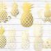Pineapple Clip Art Digital Clip Art Gold Foil Watercolor Pineapples ...