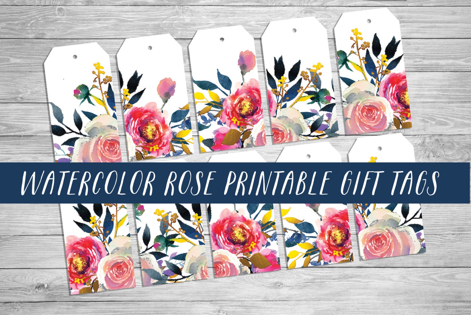 Botanical gift tags Printable gift tags roses gift tags | Etsy