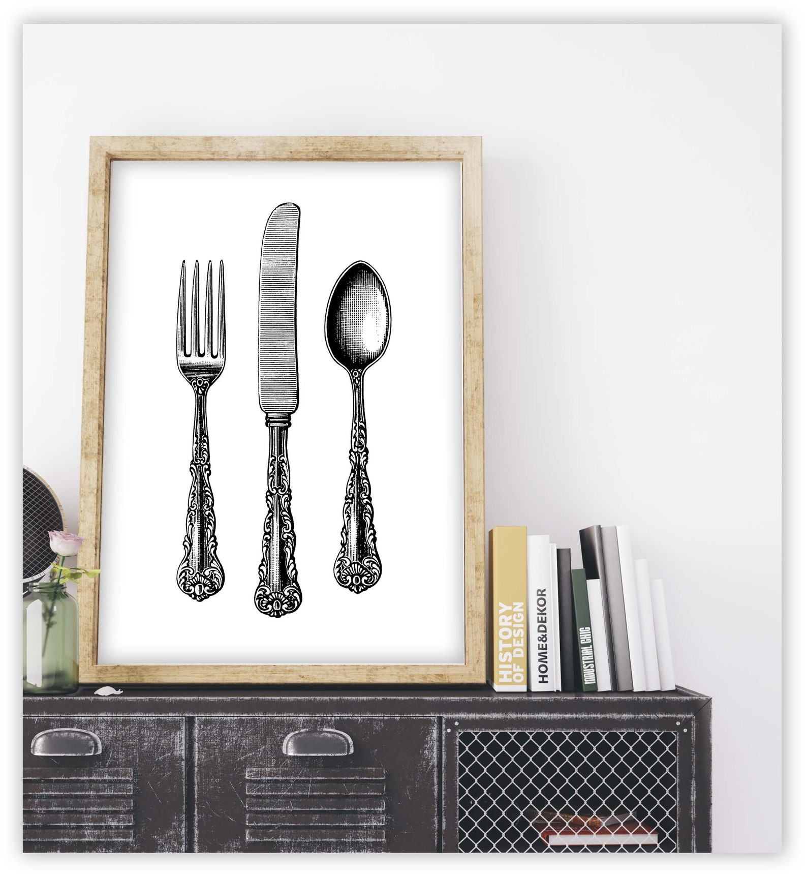 Silverware Vintage Art Print. Printable Art Vintage Kitchen. | Etsy