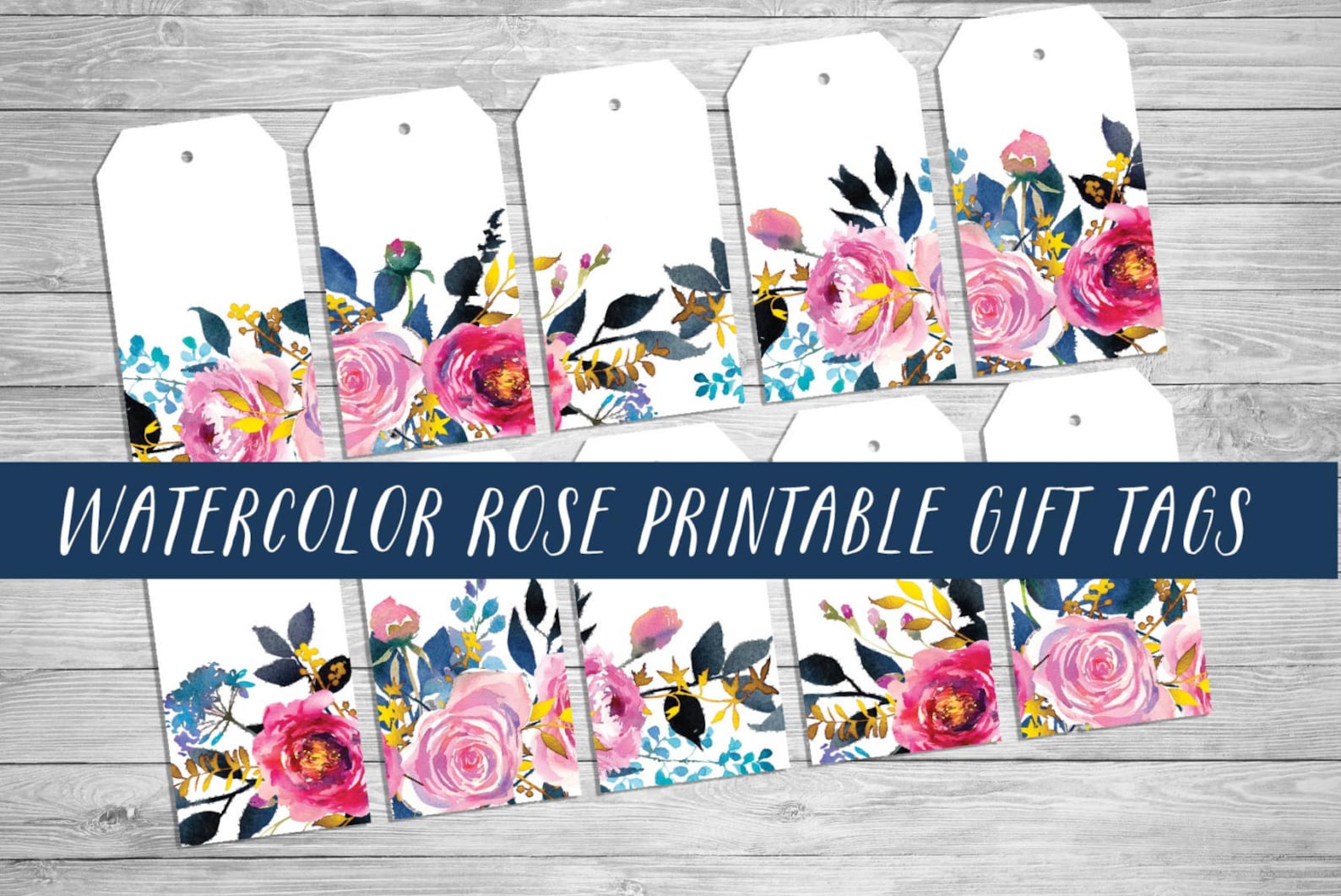 Happy Birthday Printable Gift Tags Botanical Floral Roses | Etsy
