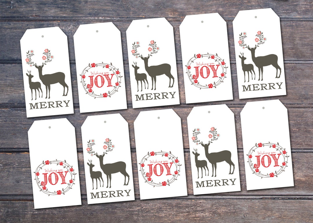 Christmas Gift Tags Printable Digital Download Deer Stag - Etsy