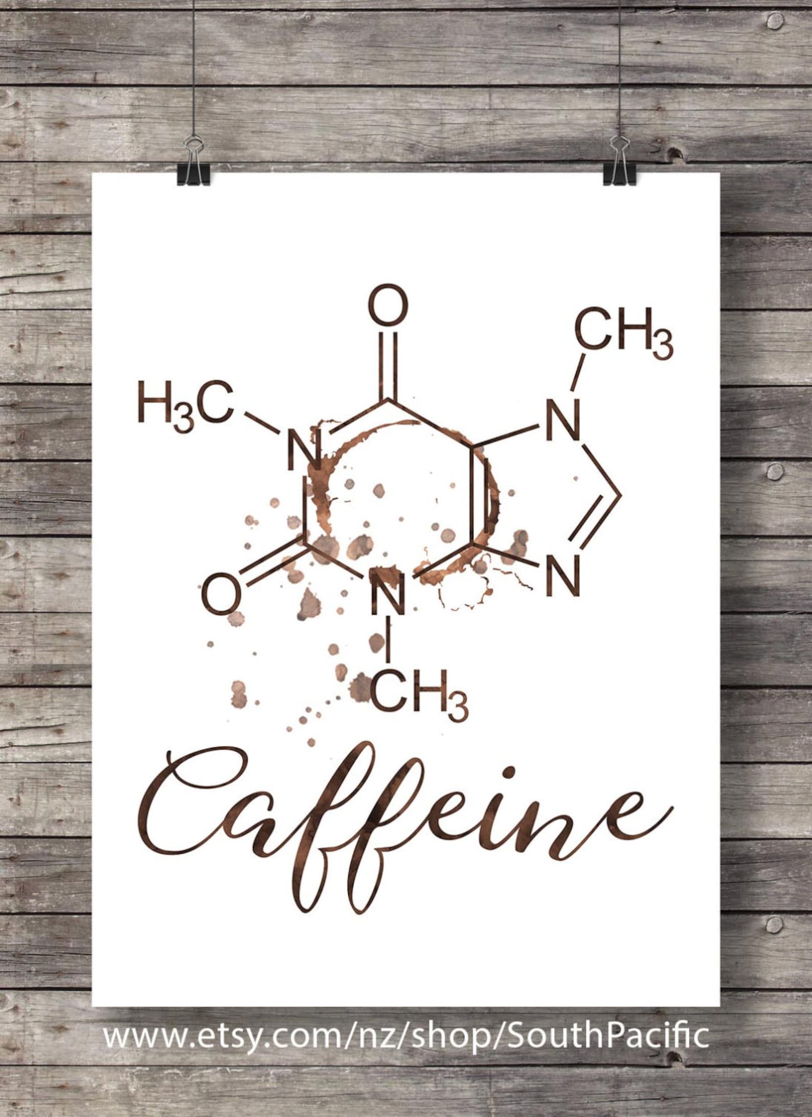 Coffee Printable art Caffeine molecule Scientific art | Etsy