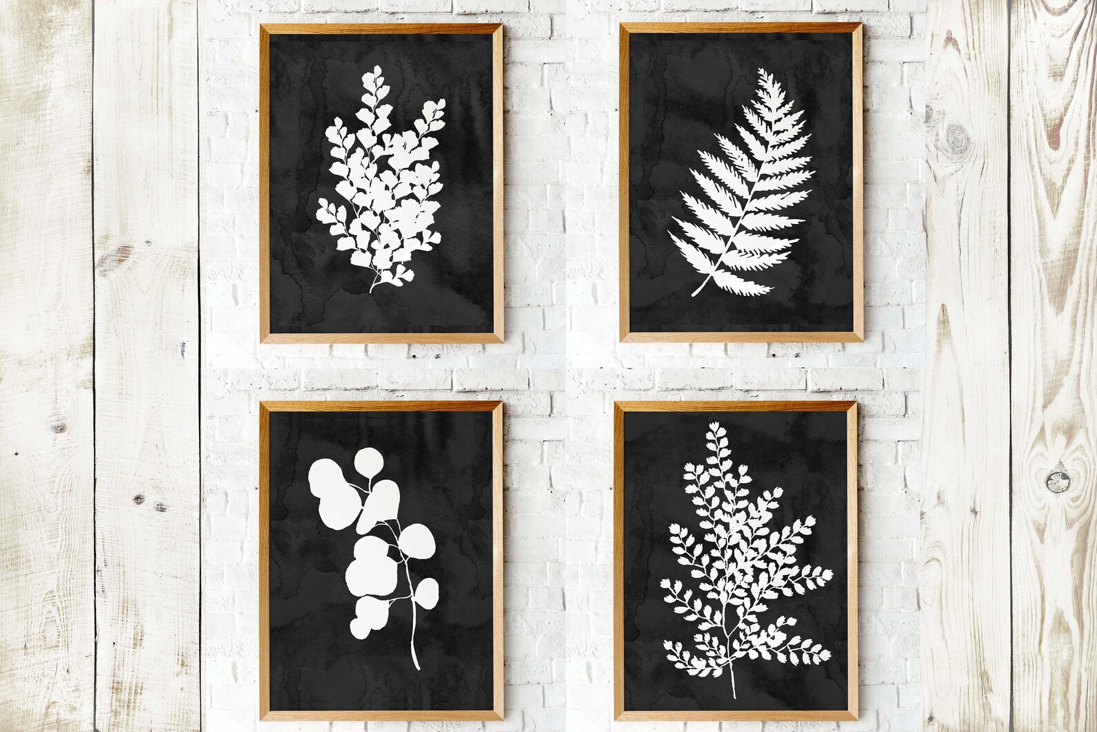Fern Prints Printable Art Set of 4 Watercolor Black Ink Fern - Etsy ...