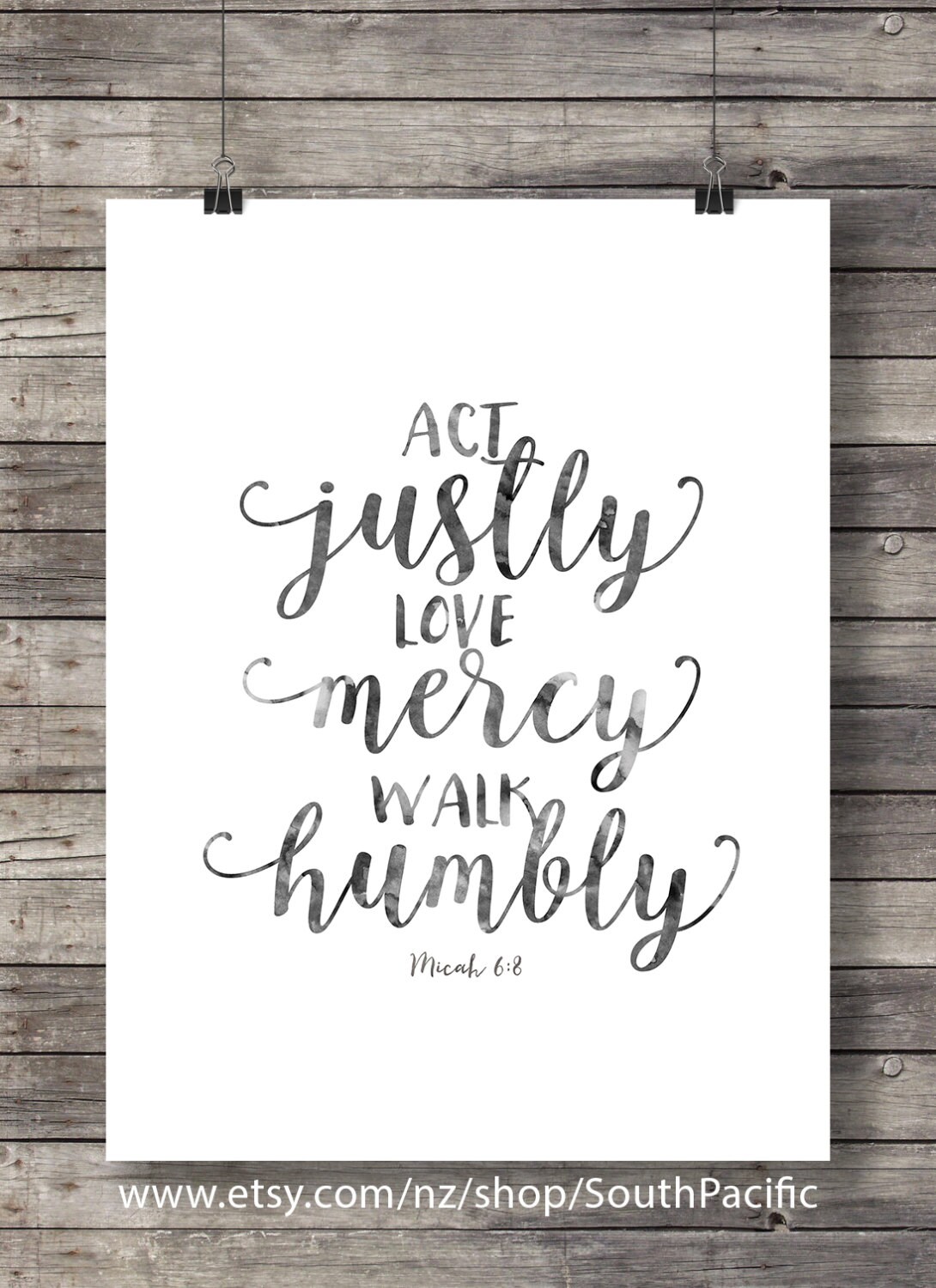 Micah 6v8 Act justly love mercy walk humbly. Scripture wall | Etsy