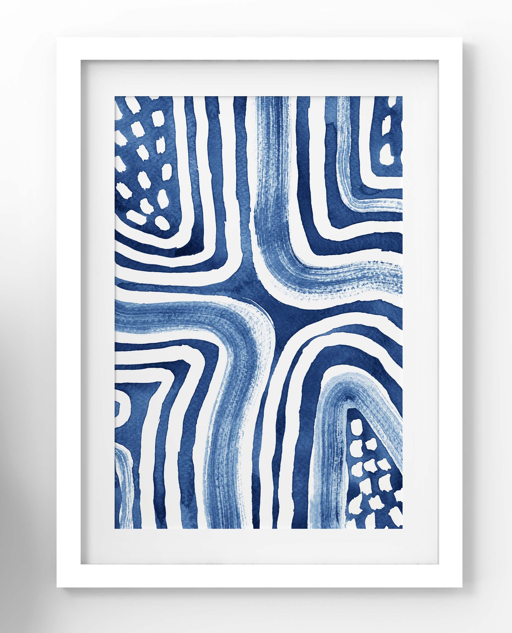 Printable Art, Watercolor Indigo Abstract Prints, Set of Eight ...