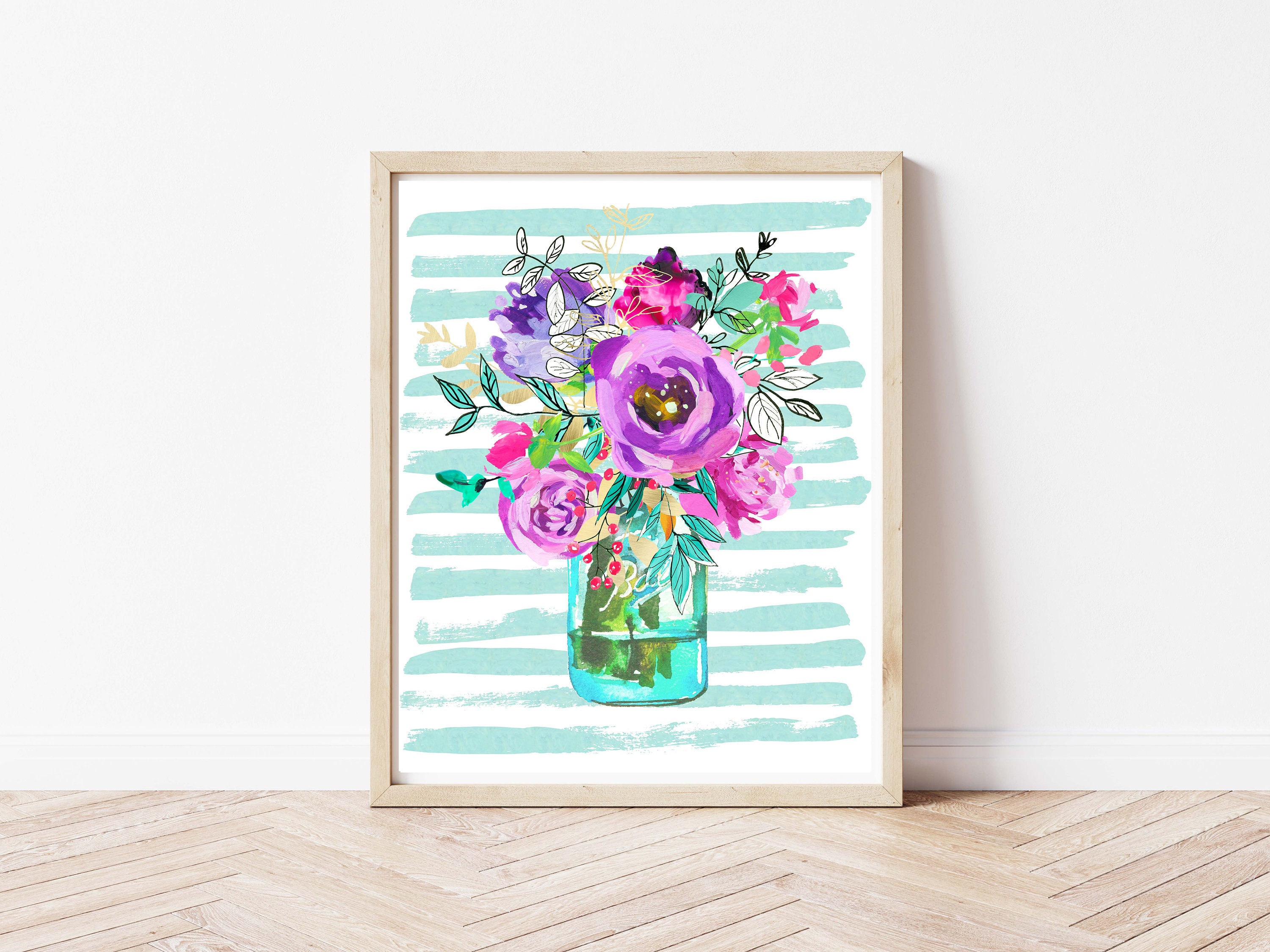 Spring Watercolor flowers Printable art | Etsy