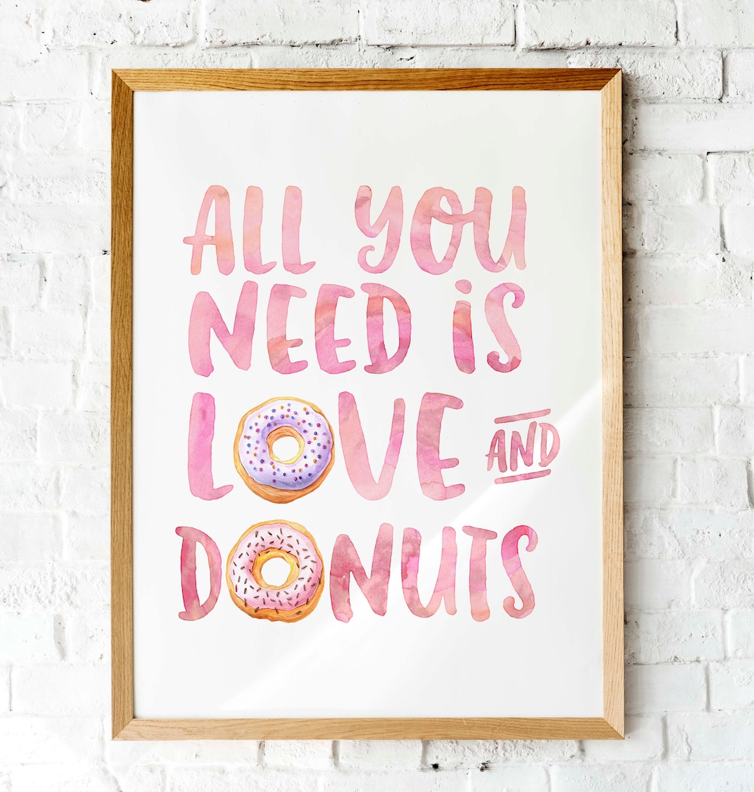 All You Need is Love and Donuts Watercolor Pink Pastel Valentine ...