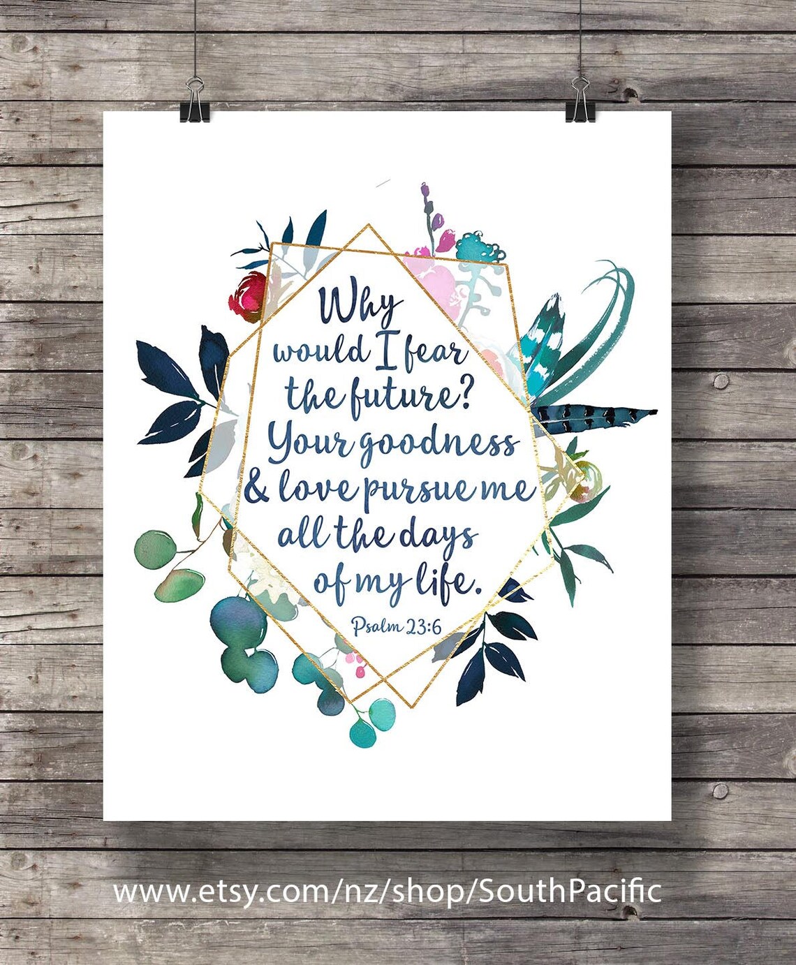 Bible Verse Watercolor Psalms 23v6 Scripture Print Why Fear - Etsy Canada