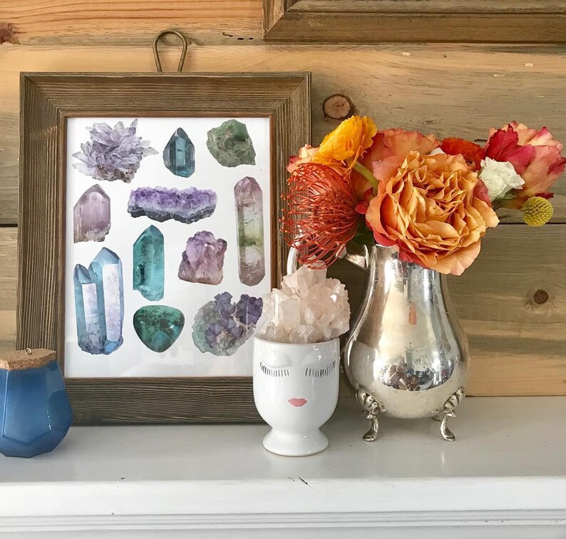 Gemstones Minerals Art Print Watercolor Crystals Art Print - Etsy