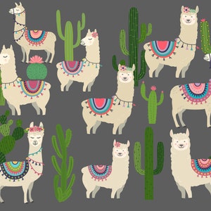 Alpaca Llama Digital Clip Art Png Files Cactus Clip Art Cacti Llama ...