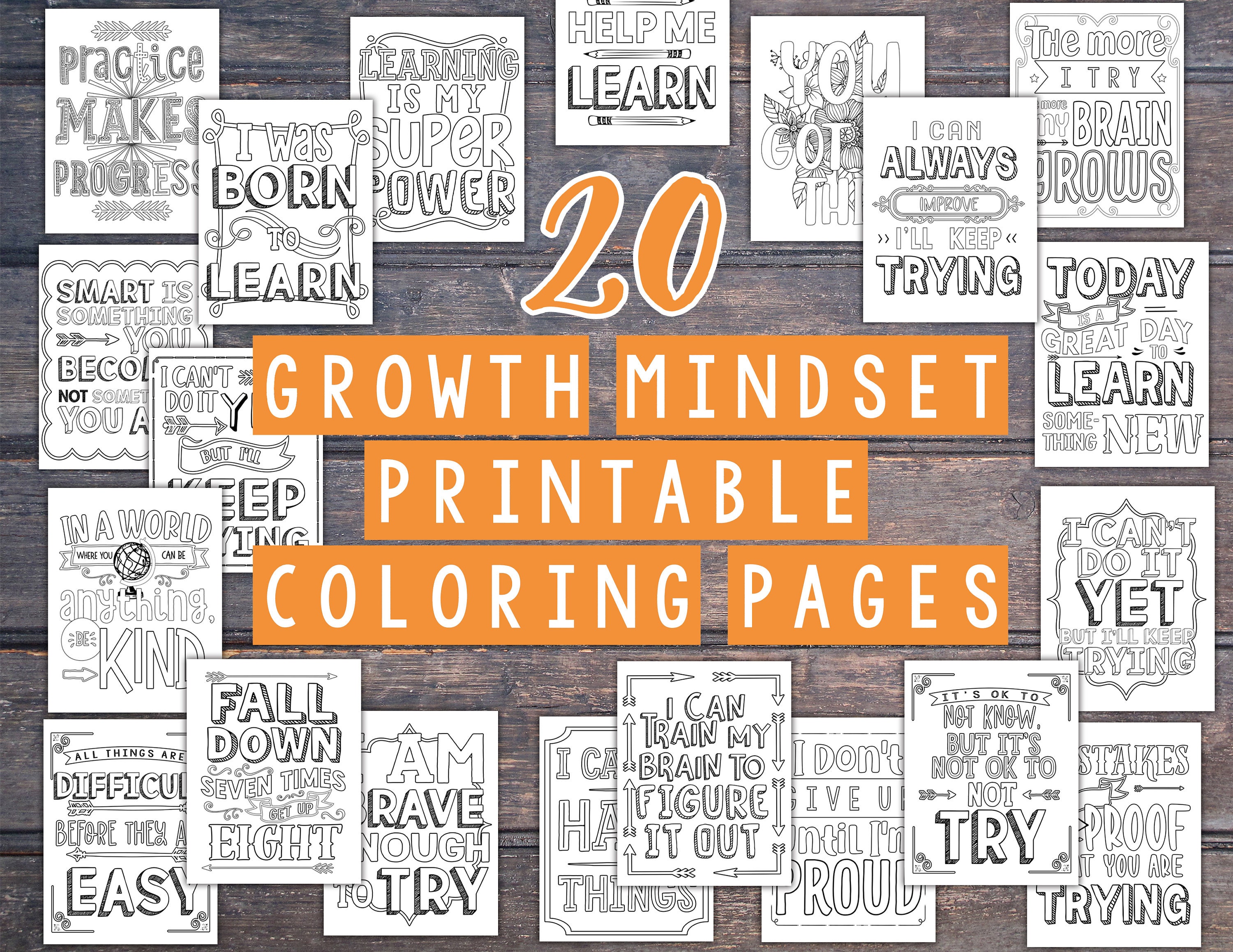 20 Growth Mindset Coloring Pages PRINTABLE Mindset Resources | Etsy