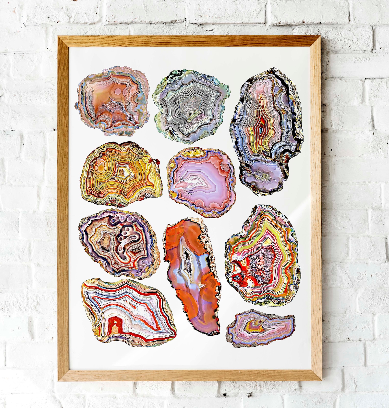 Agate Slice Art Watercolor Crystal Illustration Mineral - Etsy
