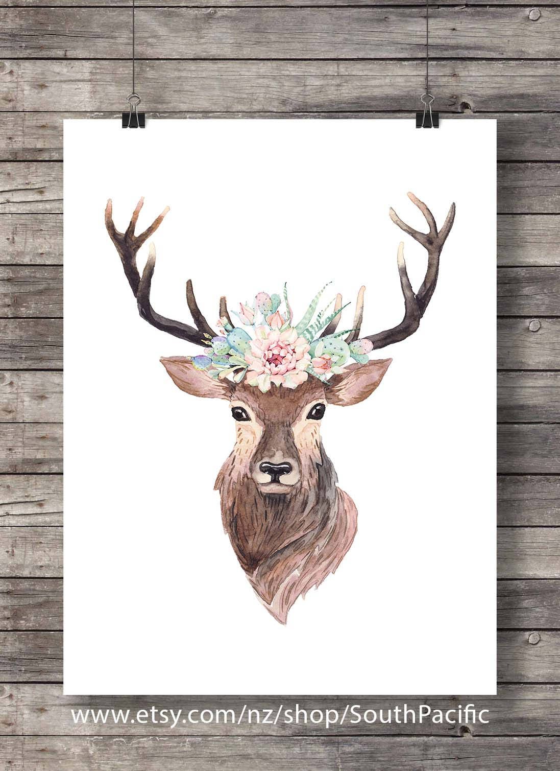 Watercolor Deer Antlers