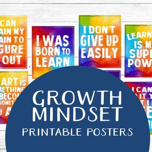 Set of 8 Growth Mindset, Classroom PRINTABLE Posters, Rainbow ...