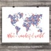 World Map Printable Art Watercolor World Map What a Wonderful - Etsy