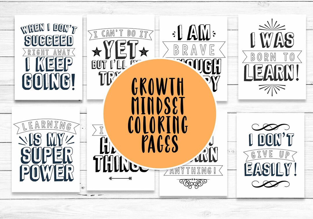 Set of 8 Growth Mindset, Classroom Printable Coloring Pages, Mindset ...