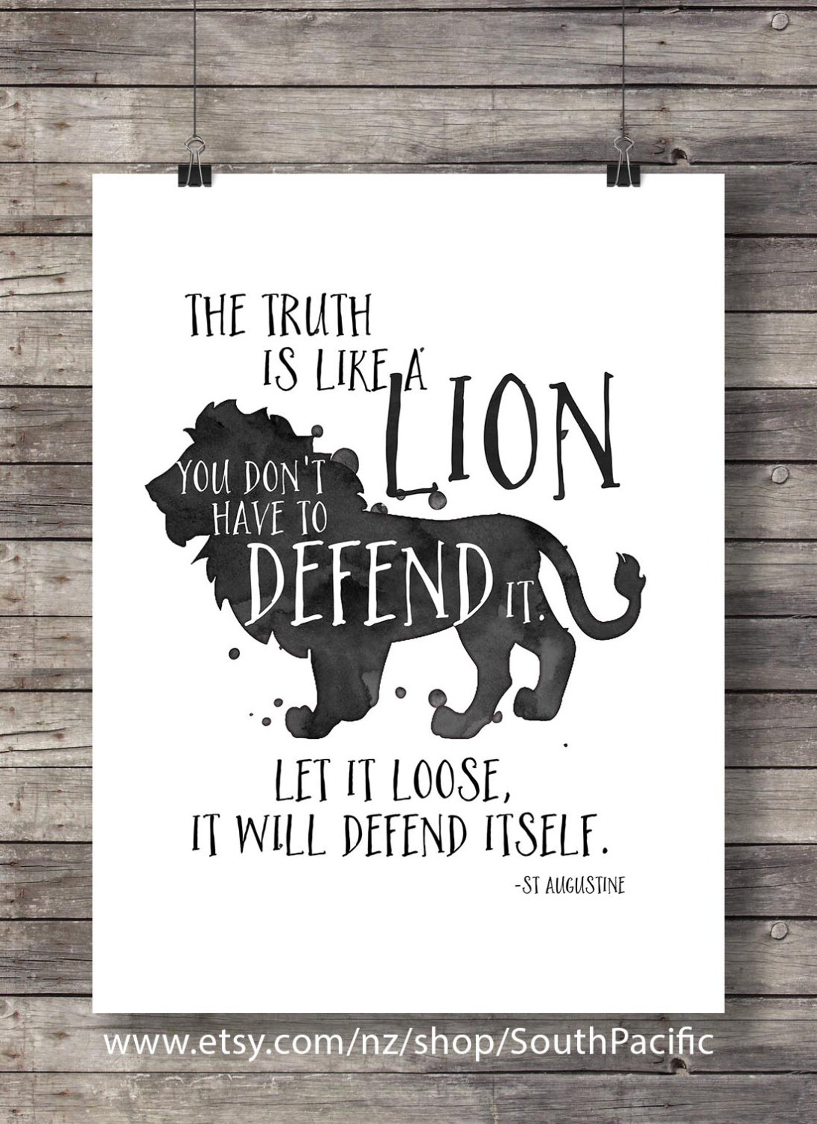 The Truth is a Lion Let It Loose It Will Defend Itself St - Etsy