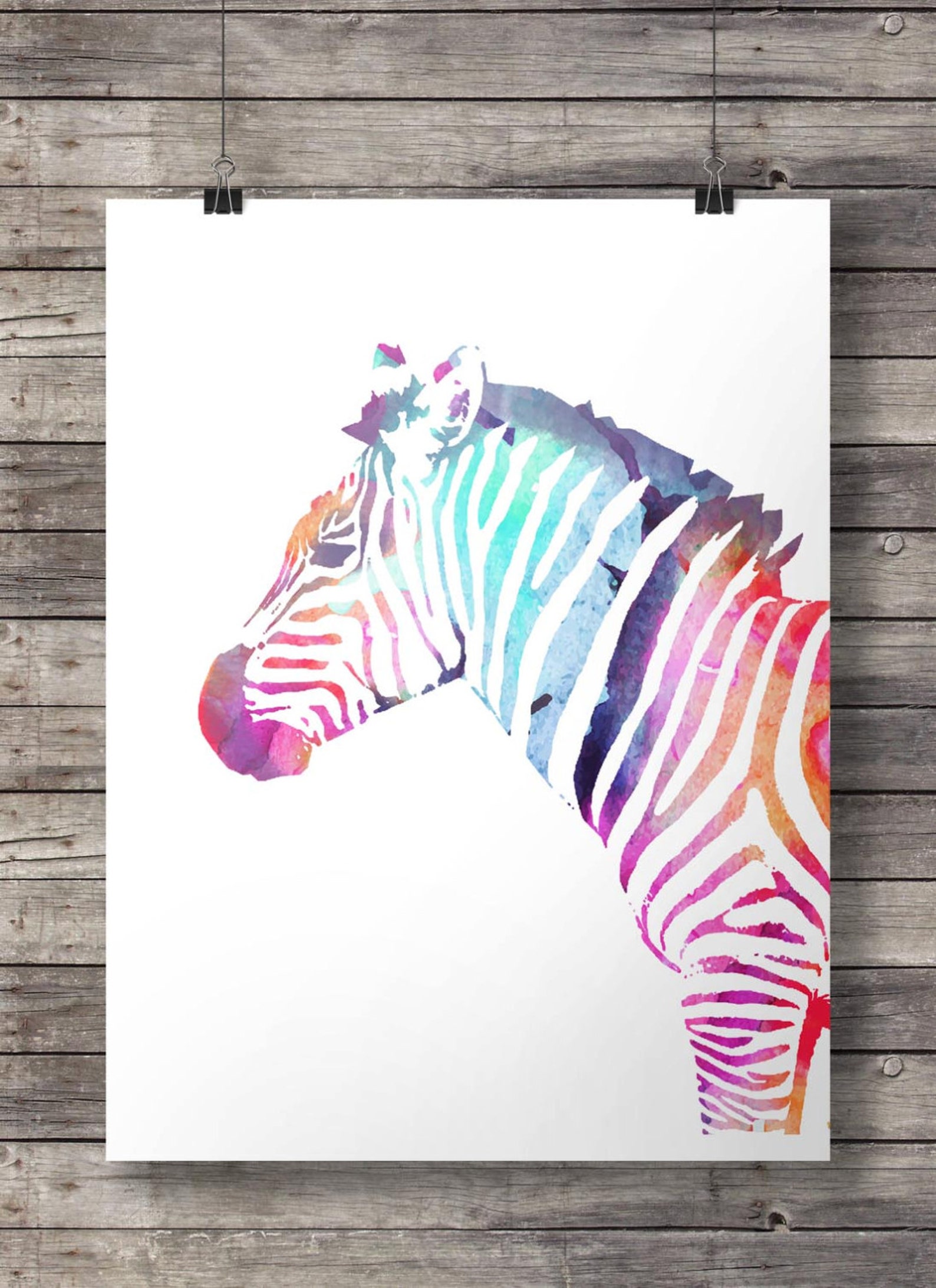 Watercolor Rainbow Animals | Set of 3 | Zebra Giraffe Elephant - Etsy