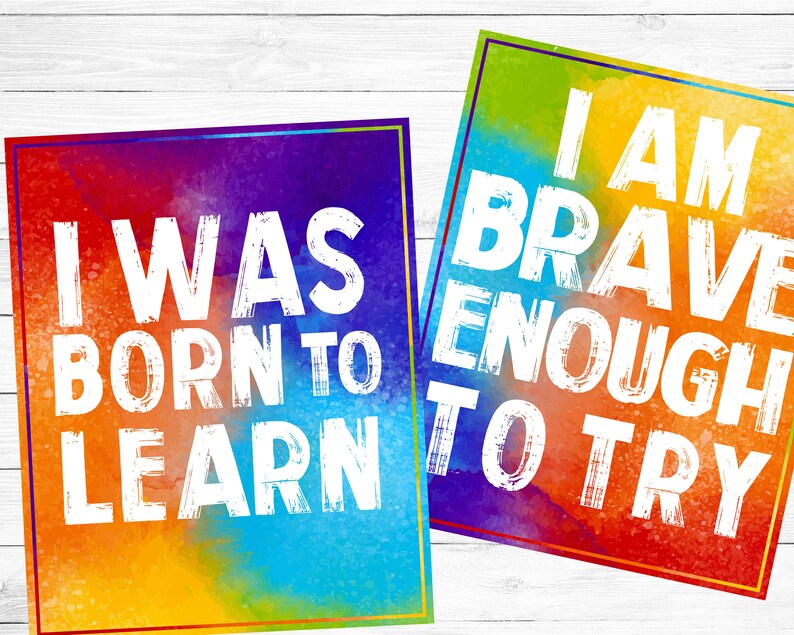 Set of 8 Growth mindset classroom PRINTABLE posters rainbow | Etsy