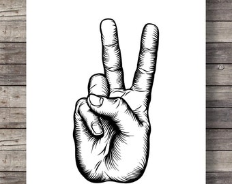 Peace Sign Language - Etsy